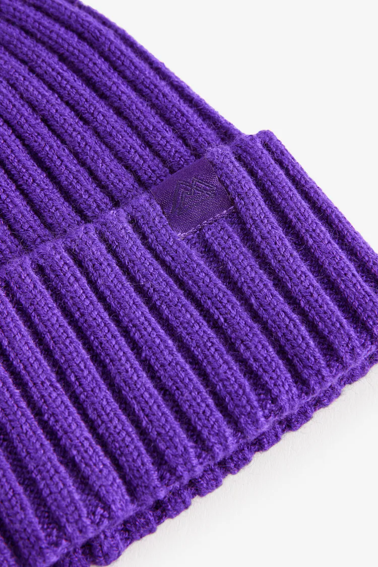 Purple Knitted Beanie Hat (1-16yrs)