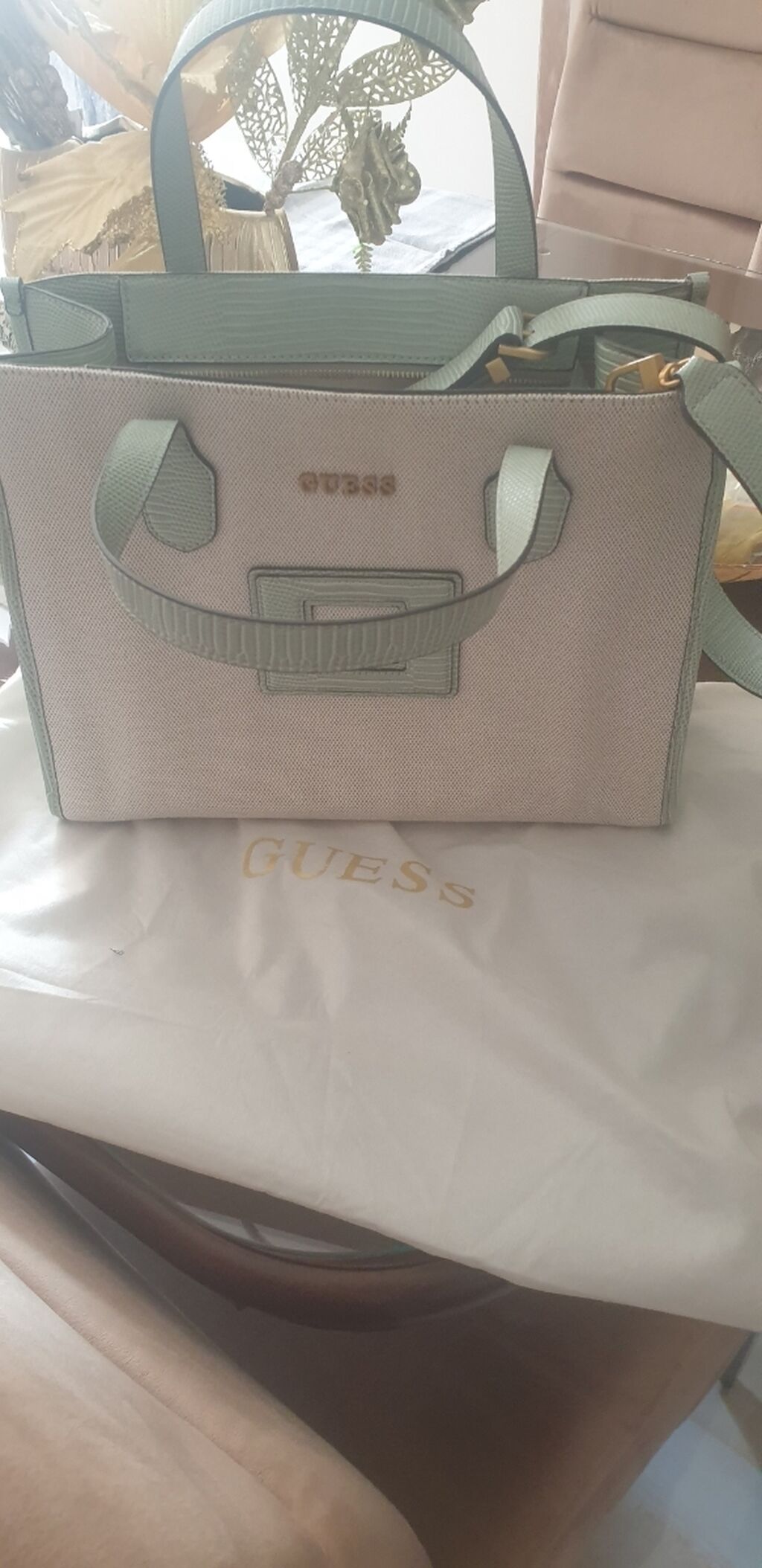 Torba za rame, Guess, Materijal: Koža, Platno