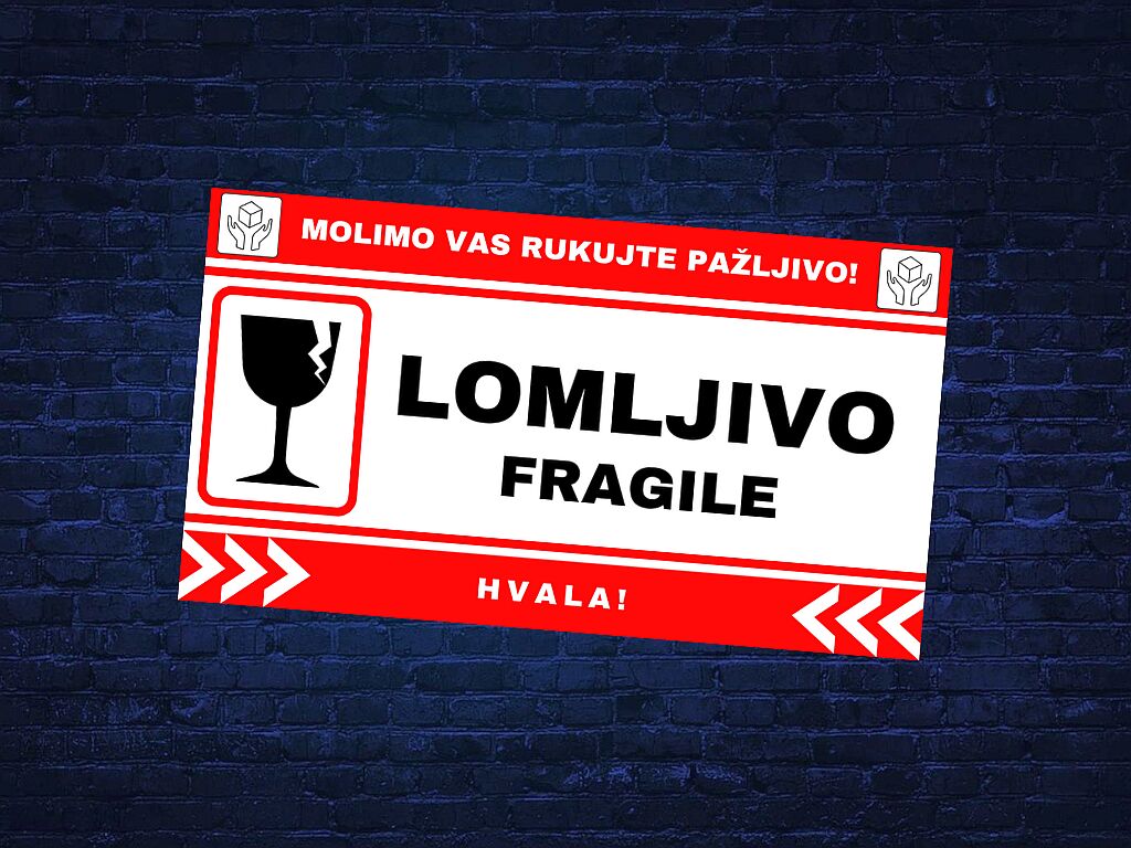 Nalepnice LOMLJIVO/FRAGILE,9x5 cm,10 nalepnica za 100 din! Ukoliko