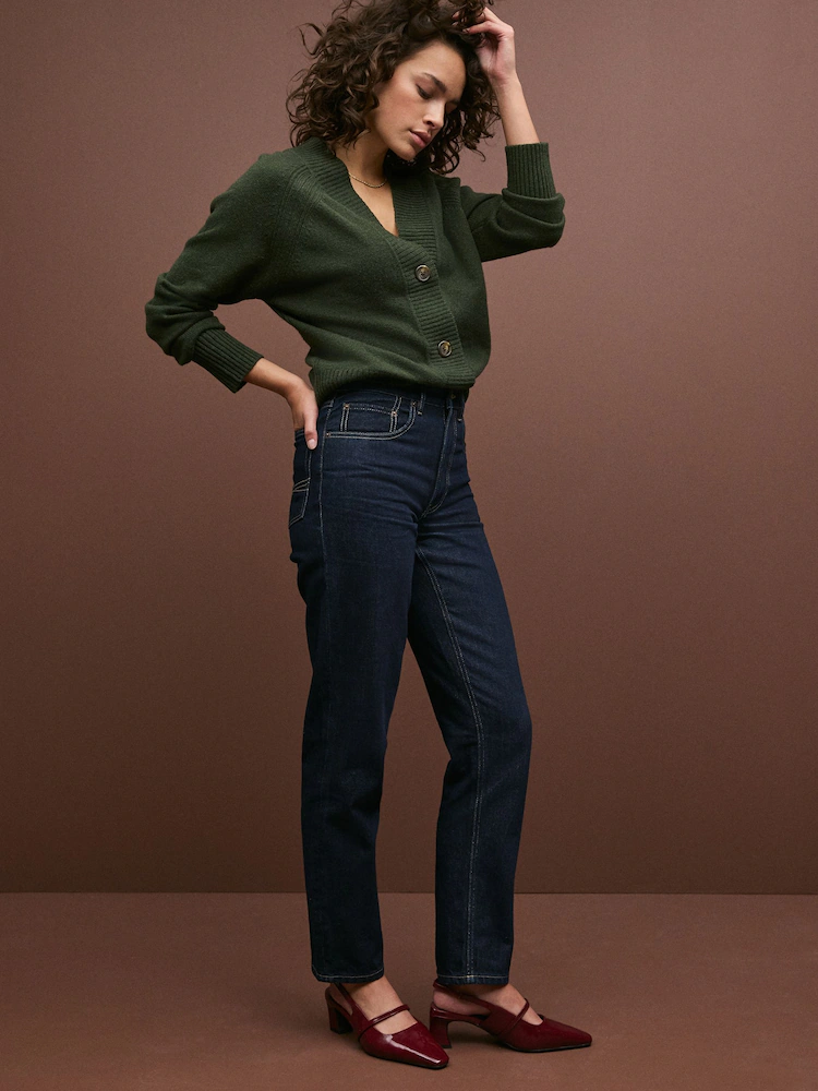 Rinse Blue 100% Cotton Column Mom Jeans