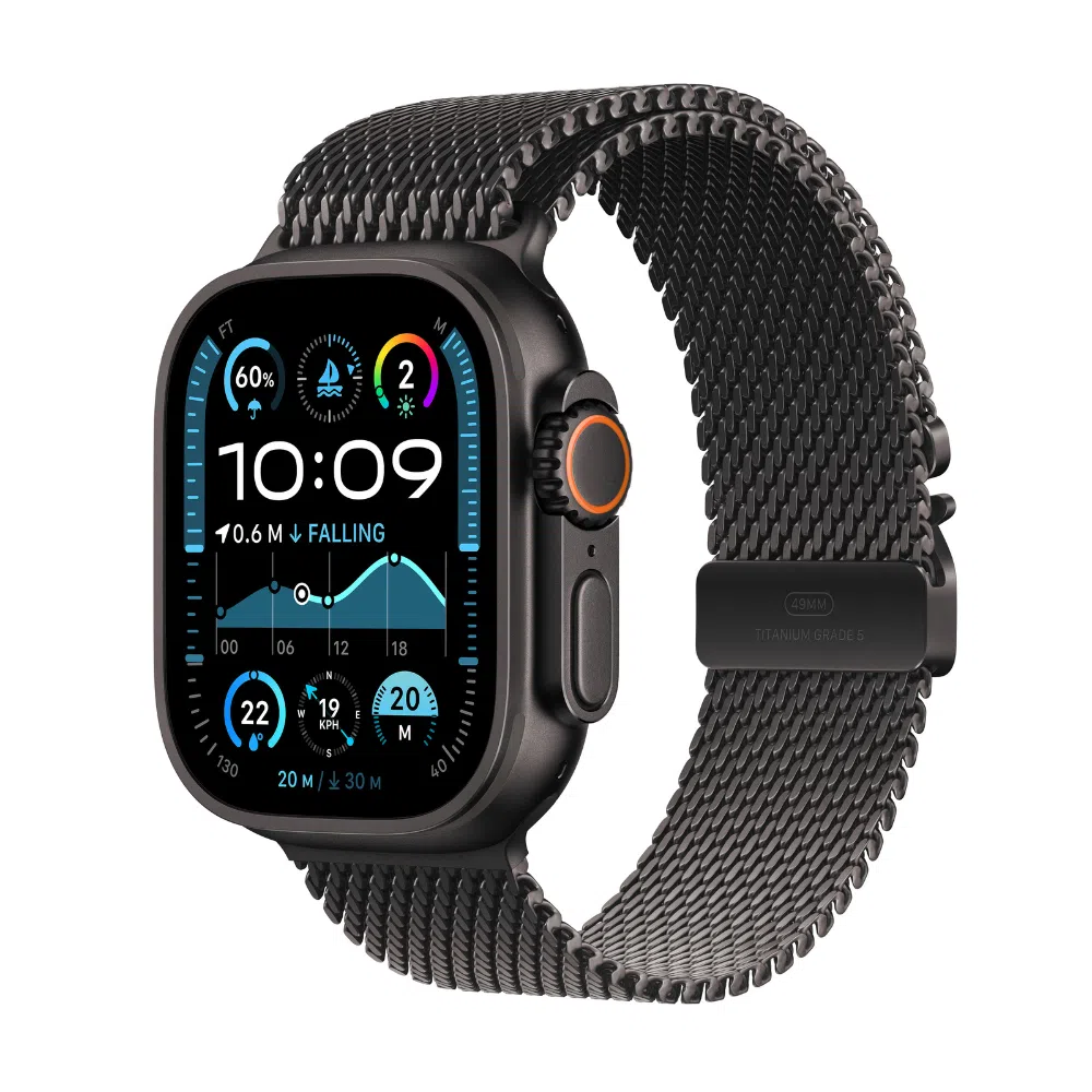 Apple Watch Ultra 2 GPS + Cellular 49mm Black Titanium Case/Black Titanium Milanese Loop – M (mx5u3se/a)