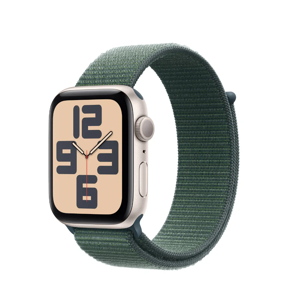 Apple Watch SE (2024) 40mm GPS Starlight Alu Case/Lake Green Sport Loop, (mxeh3qv/a)