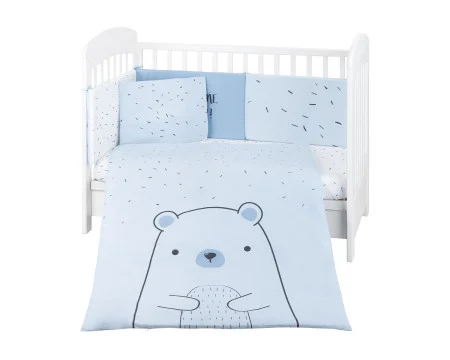 POSTELJINA SA OGRADICOM BEAR WITH ME BLUE