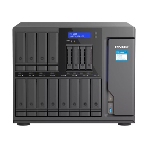 QNAP TS-1655-8G NAS 12 x 2.5/3.5″ SATA SSD/HDD + 4 x 2.5″ SATA 6Gb/s SSD