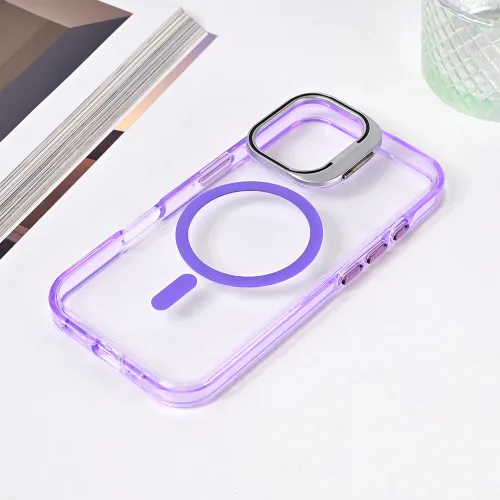 Futrola - maska Magsafe Transparent za iPhone 16 6.1 ljubicasta