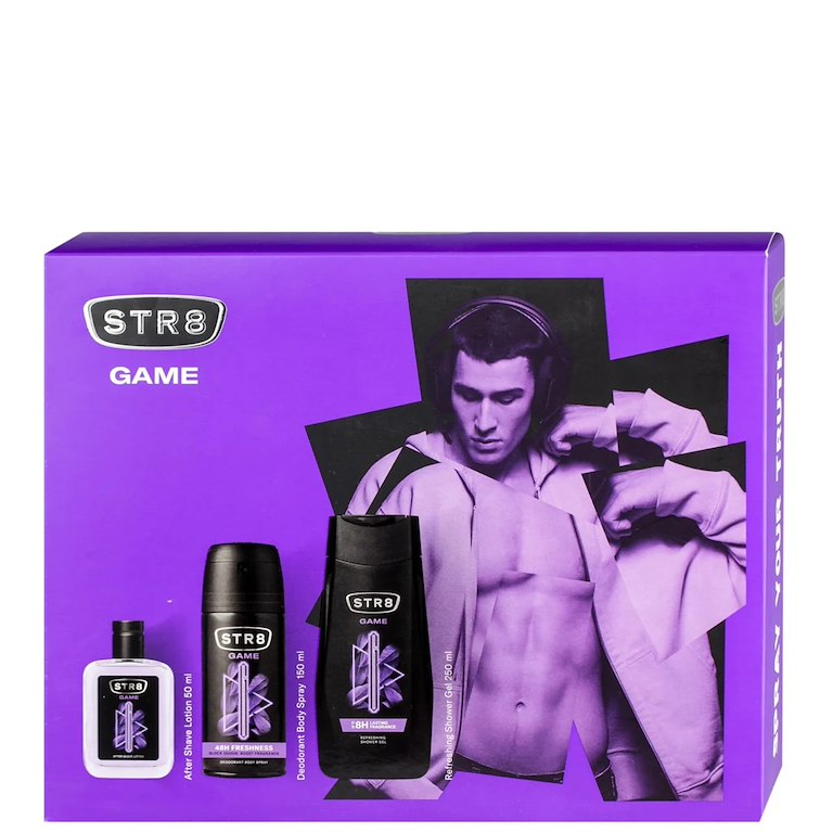 STR8 SET (AFTER SHAVE 50ML+DEO 150ML+GEL ZA TUŠIRANJE 250ML) GAME