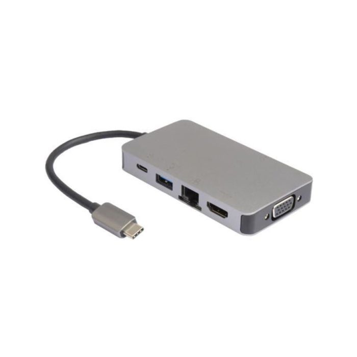 Adapter E-Green USB(C)-HDMI+VGA+2USB3+LAN+USB(C)