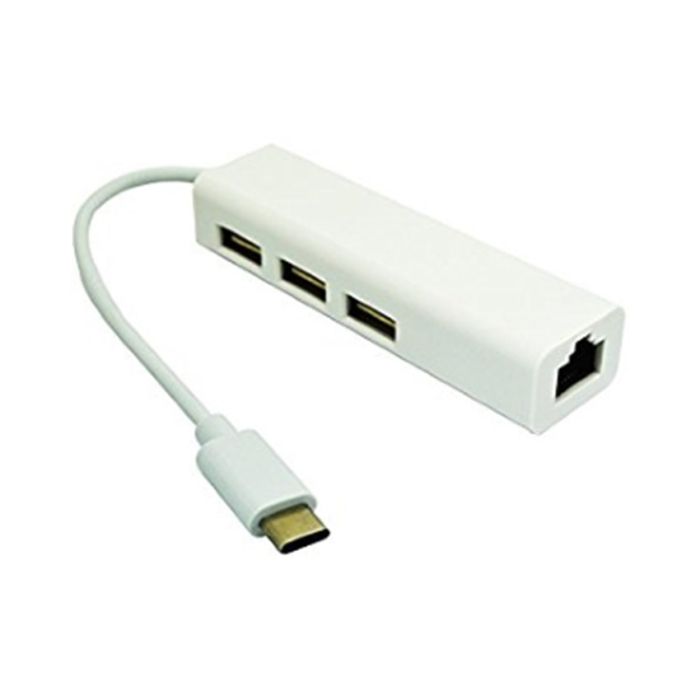 USB Hub E-Green USB 3.1 tip C HUB (3 port USB 2.0 + 1port fast ethernet) White