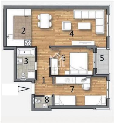 Trosoban stan, 62.57 m2, treći sprat, sa PDV-om