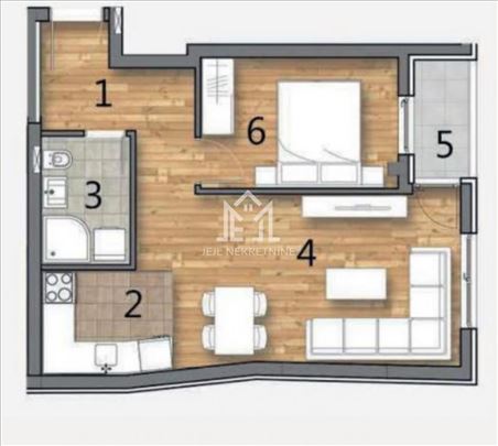 Dvosoban stan, 44.32m2, prvi sprat, sa PDV-om