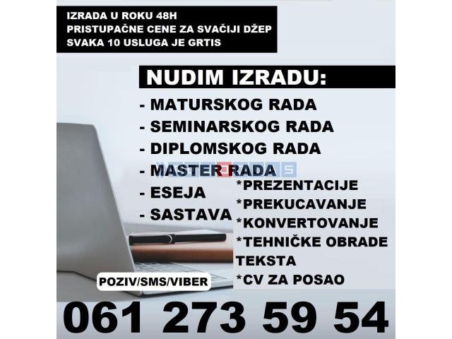 Seminarski rad, maturski rad, diplomski rad i master rad