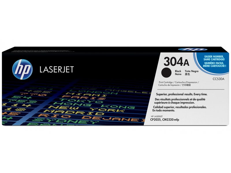 HP 304A Black Original LaserJet Toner Cartridge, CC530A