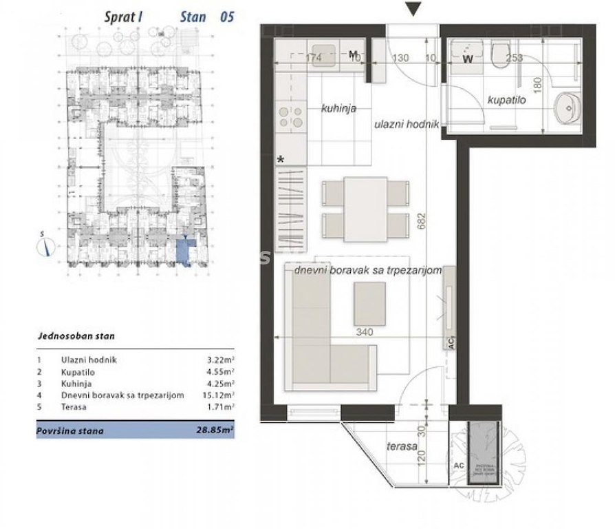 Centar-Idealan Jednosoban stan 29 m2 u Izgradnji-povraćaj PDV-a-065/385 8880