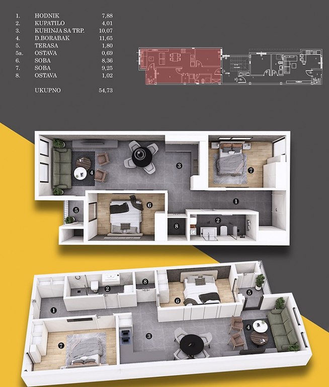 NOVI SAD - BULEVAR PATRIJARHA PAVLA - 54. 73 m2