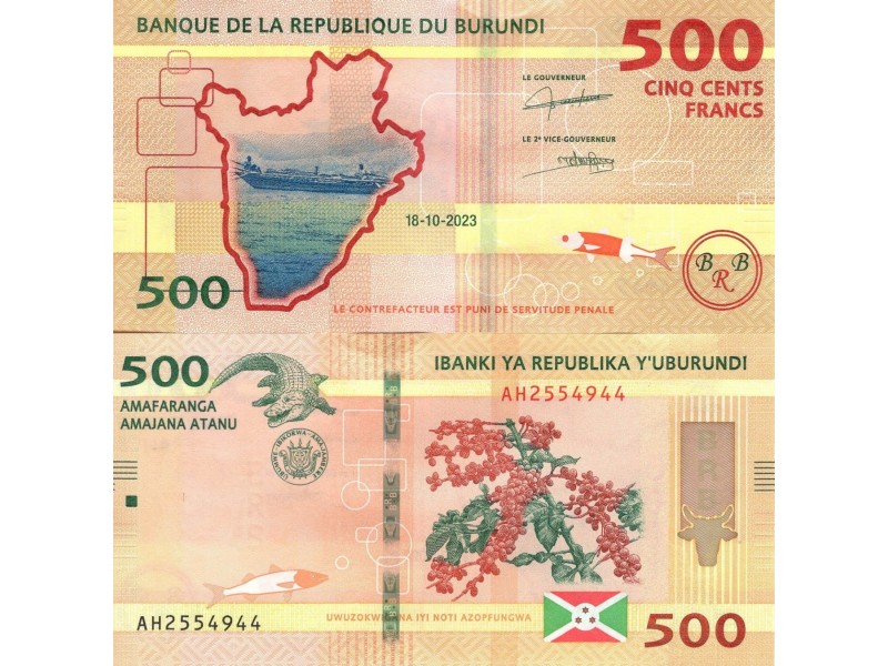 BURUNDI 500 Francs 2018/2023 UNC, P-50