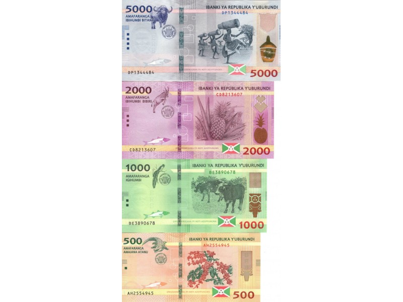 BURUNDI set 500, 1000, 2000 i 5000 Francs 2018/23 UNC