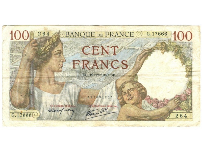 Francuska 100 francs 1940