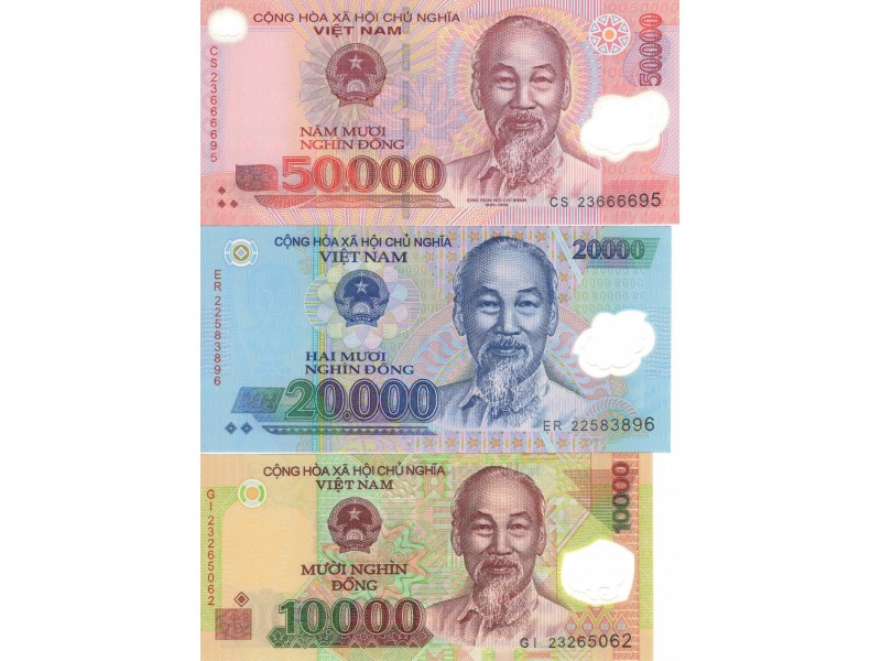 VIETNAM 10.000, 20.000 i 50.000 Dong 2022/23 UNC