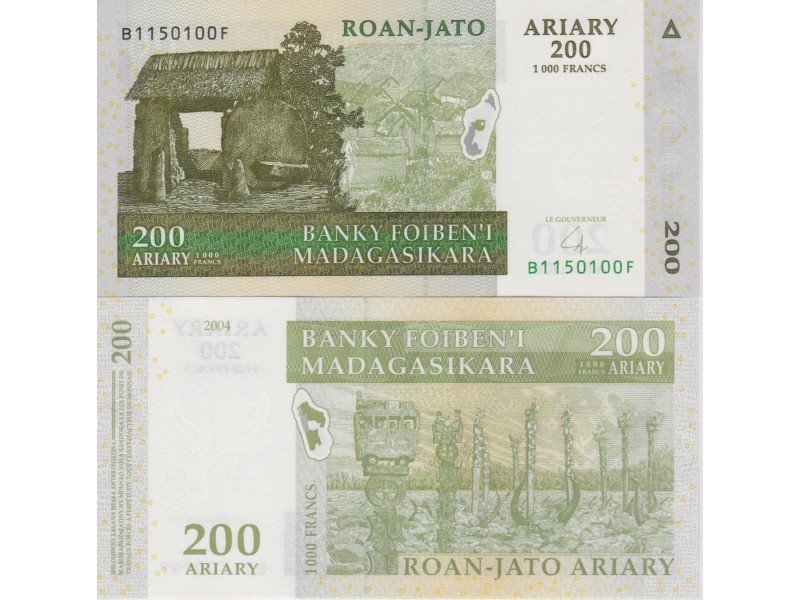 Madagaskar MADAGASCAR 200 Ariary 2004 UNC, P-87