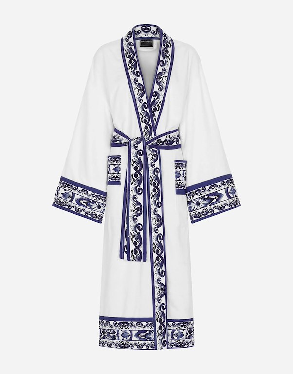 Dolce&Gabbana’s Blu Mediterraneo Cotton Terry Bathrobe – Bademantil (Size: XL)