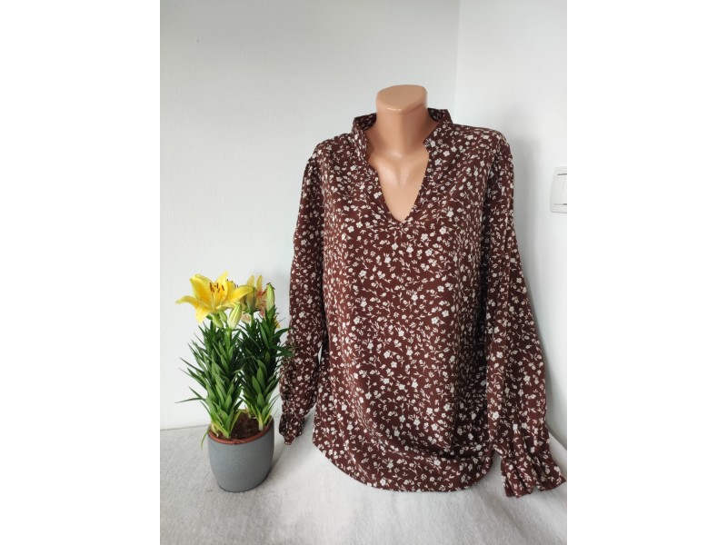 NOVA Shein braon floral bluza vel 2XL