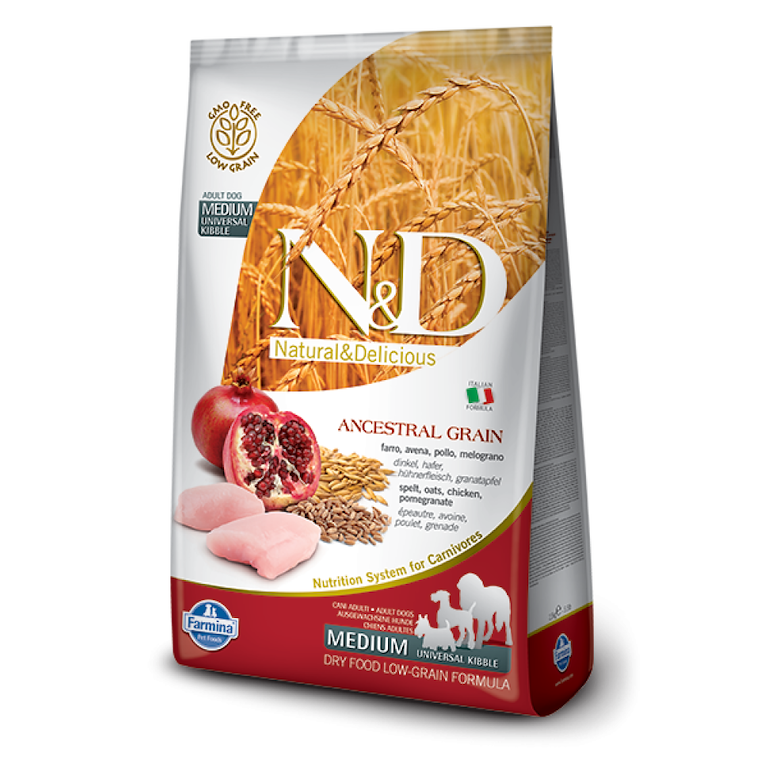 N&D Ancestral Grain hrana za pse Adult Medium&Maxi - Piletina i nar 12kg