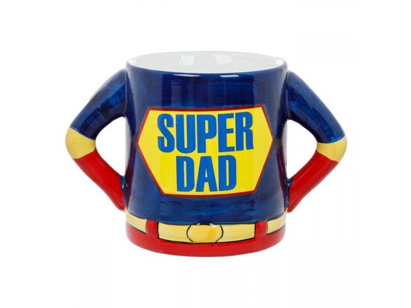 Plavo-crvena keramička šalica 3D "Super Dad" 560ml