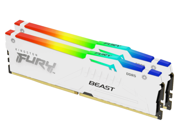 Kingston Memorija 64GB(2x32GB) DIMM DDR5 5600MHz CL40 FURY Beast White RGB XMP (KF556C40BWAK2-64)