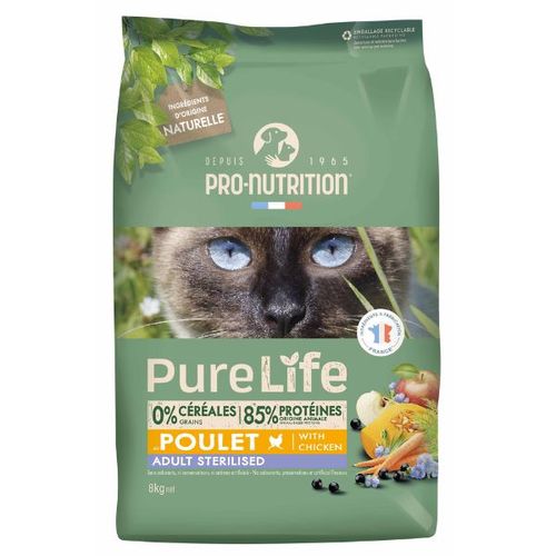 Pro Nutrition Pure Life Cat Adult Sterilised Piletina 8 kg