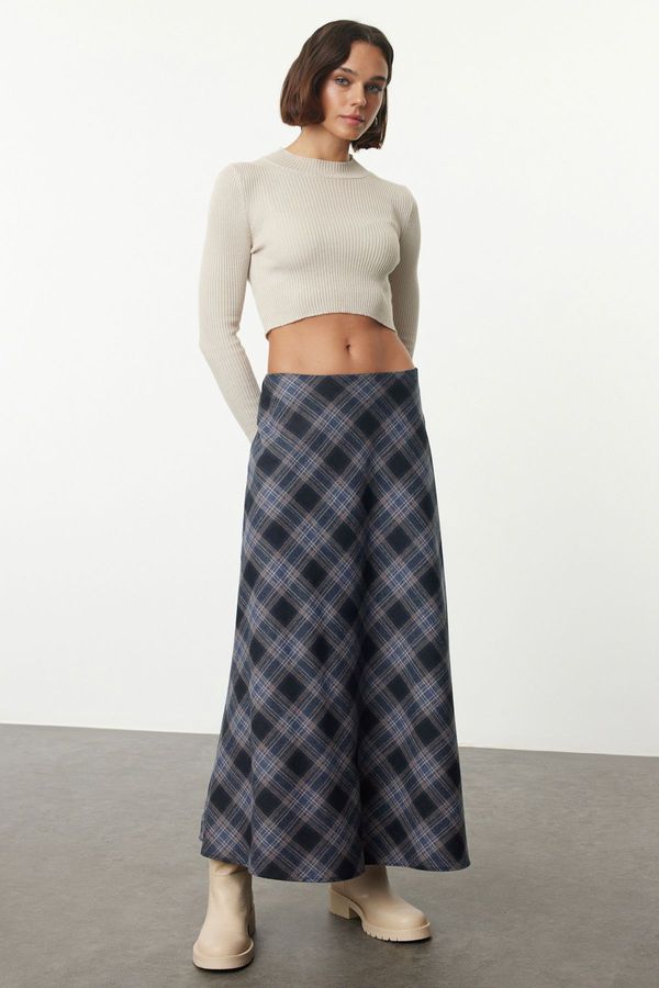 TRENDYOL MULTICOLOR LOW WAIST PLAID PATTERN A-LINE MAXI SKIRT