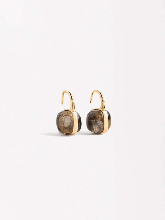 RESIN EARRINGS WITH STONE EFFECT