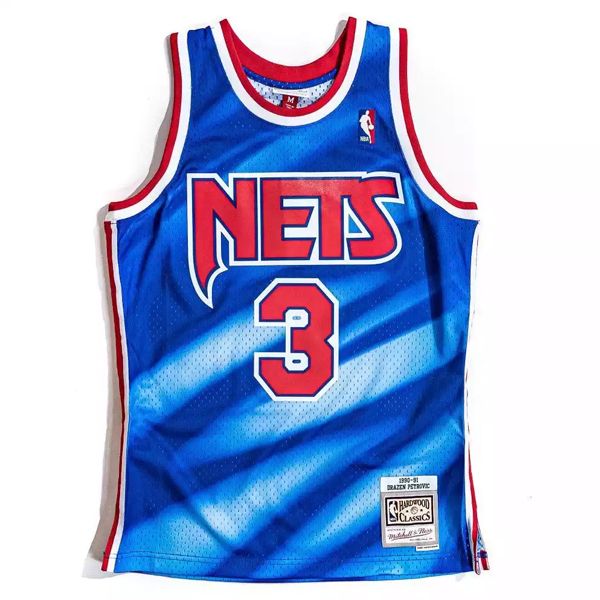 NBA NEW JERSEY NETS 1990-91 DRAZEN PETROVIC SWINGMAN JERSEY 'ROYAL'