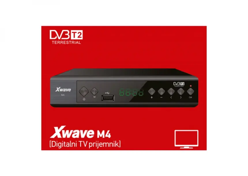 Xvawe DVB-T2 Set Top Box M4, LED/SCART/HDMI/USB, media player,metalno ku&#263;i&#353;te