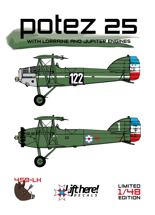 LIFT HERE! Potez-25, With Lorraine and Jupiter Engines in 1/48