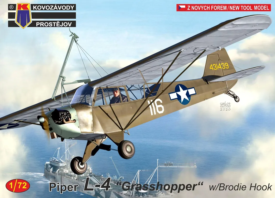 KP MODELS 1/72 Piper L-4 „Grasshopper“ w/Brodie Hook