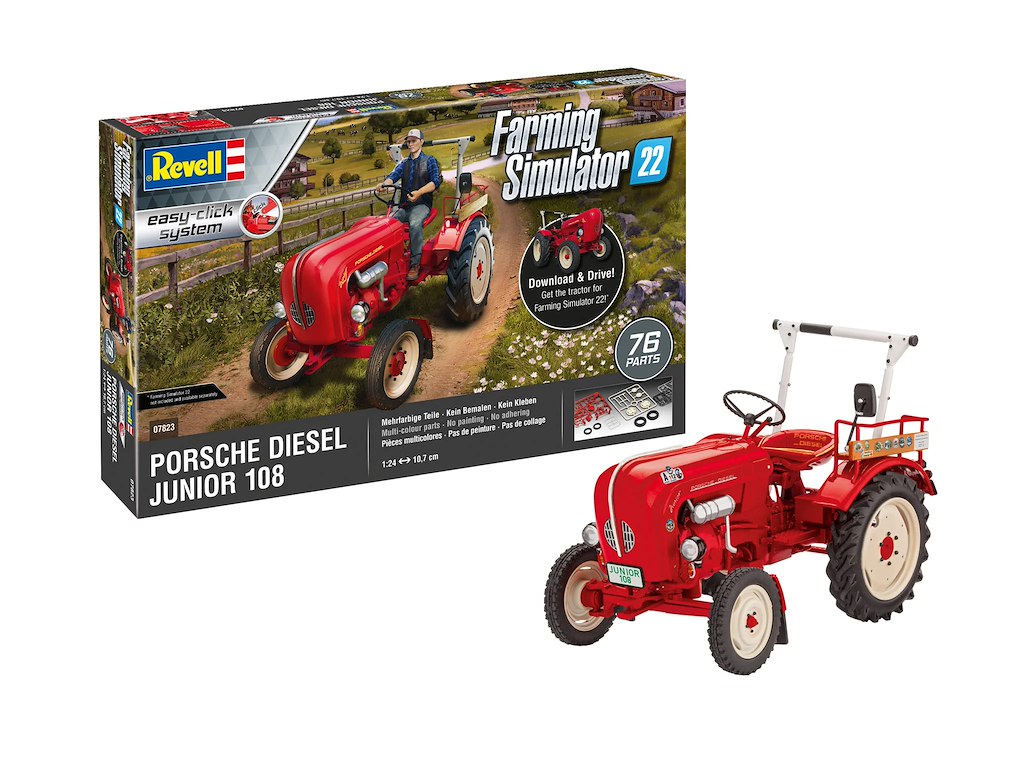 REVELL 1/24 Porsche Diesel Junior 108 Get the tractor for Farming Simulator 22 (Easy-Click)