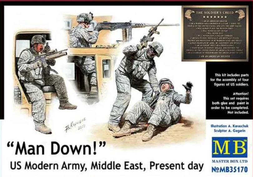 MASTER BOX 1/35 Man Down! US Modern Army, Middle East, Present day