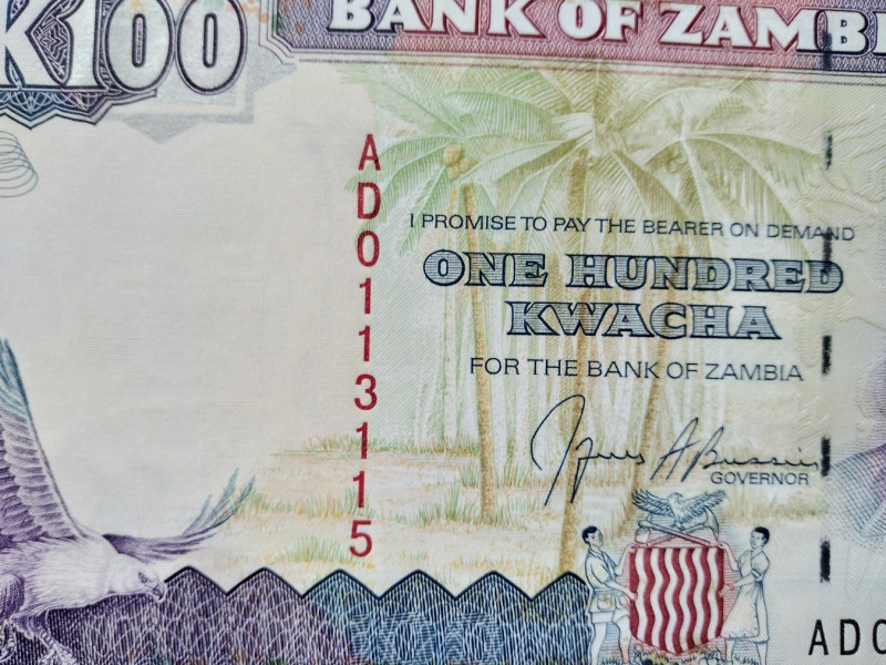 Zambija 100 kvacha,UNC,lep broj,jubilarna