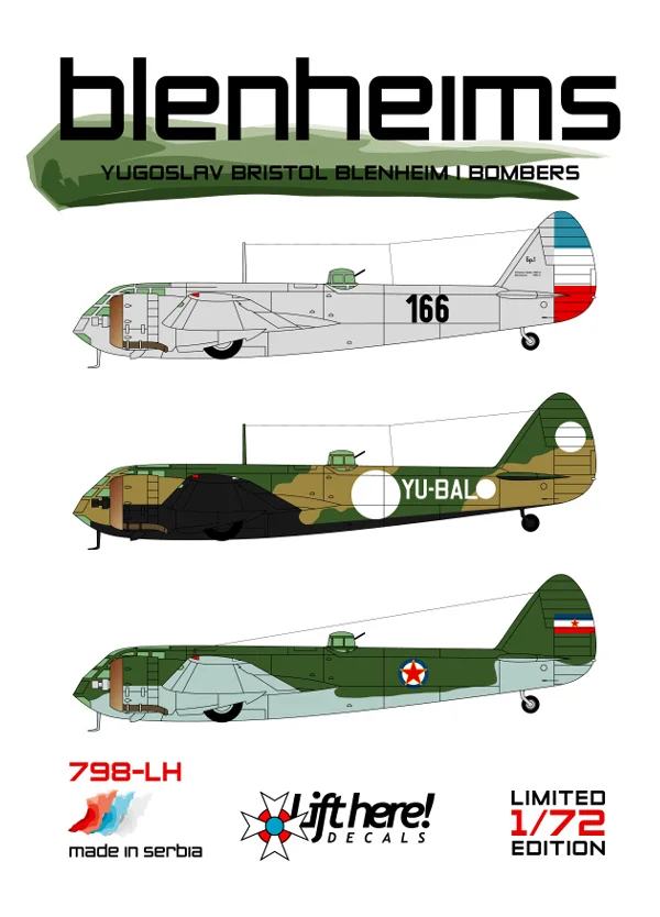 LIFT HERE! Blenheims, Yugoslav Bristol Blenheim I Bombers 1/72