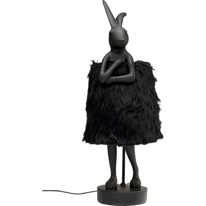 Table Lamp Animal Rabbit Fur Black/Gold 68cm