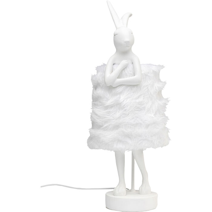 Table Lamp Animal Rabbit Fur White/Silver 68cm