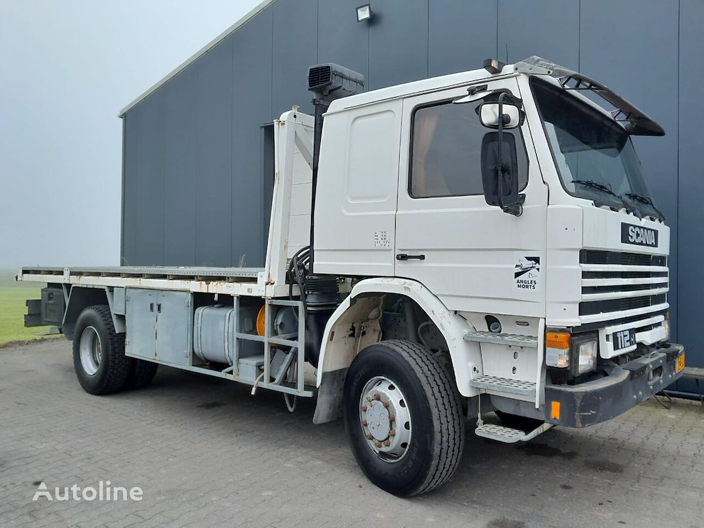 Scania P112 H 4x4 80.000 km origineel roestvrij kamion s ravnom platformom