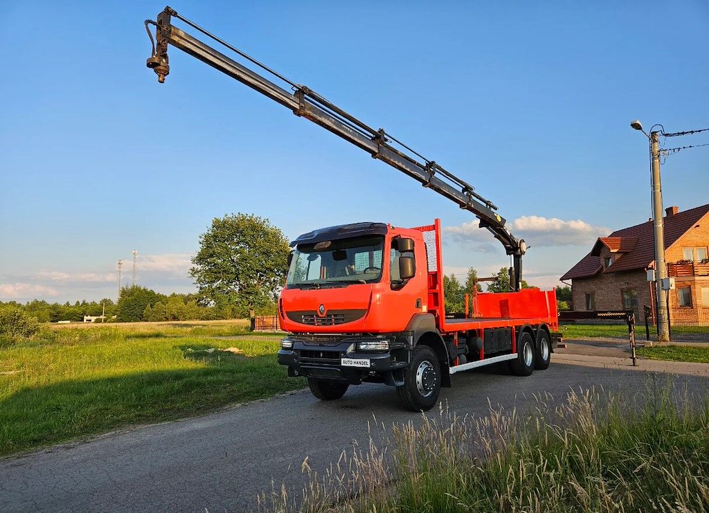 Renault KERAX 450 DXI 6x4 Flatbed + Crane HIAB 166 z + RC kamion s ravnom platformom