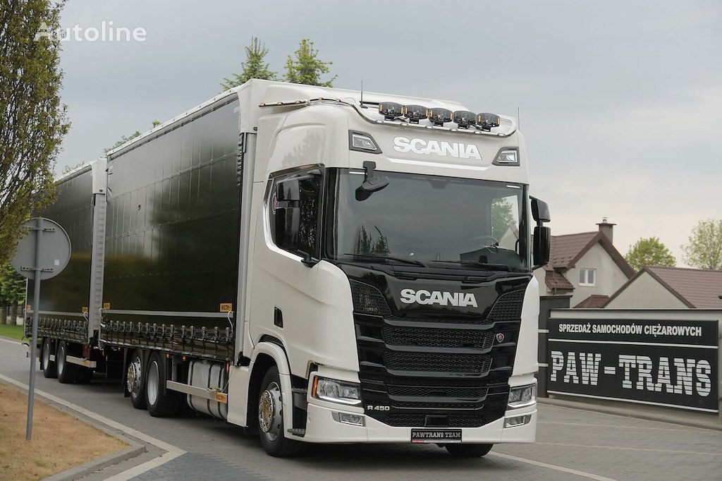 Scania R450 ZESTAW TANDEM ///* JAK NOWY*/// MAŁY PRZEBIEG kamion sa klizna zavesa cerada + prikolica sa kliznom ceradom