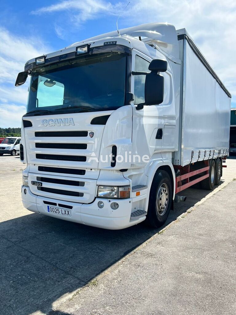 Scania R 380 CON CARRETILLA MOFFET M4 kamion sa klizna zavesa cerada