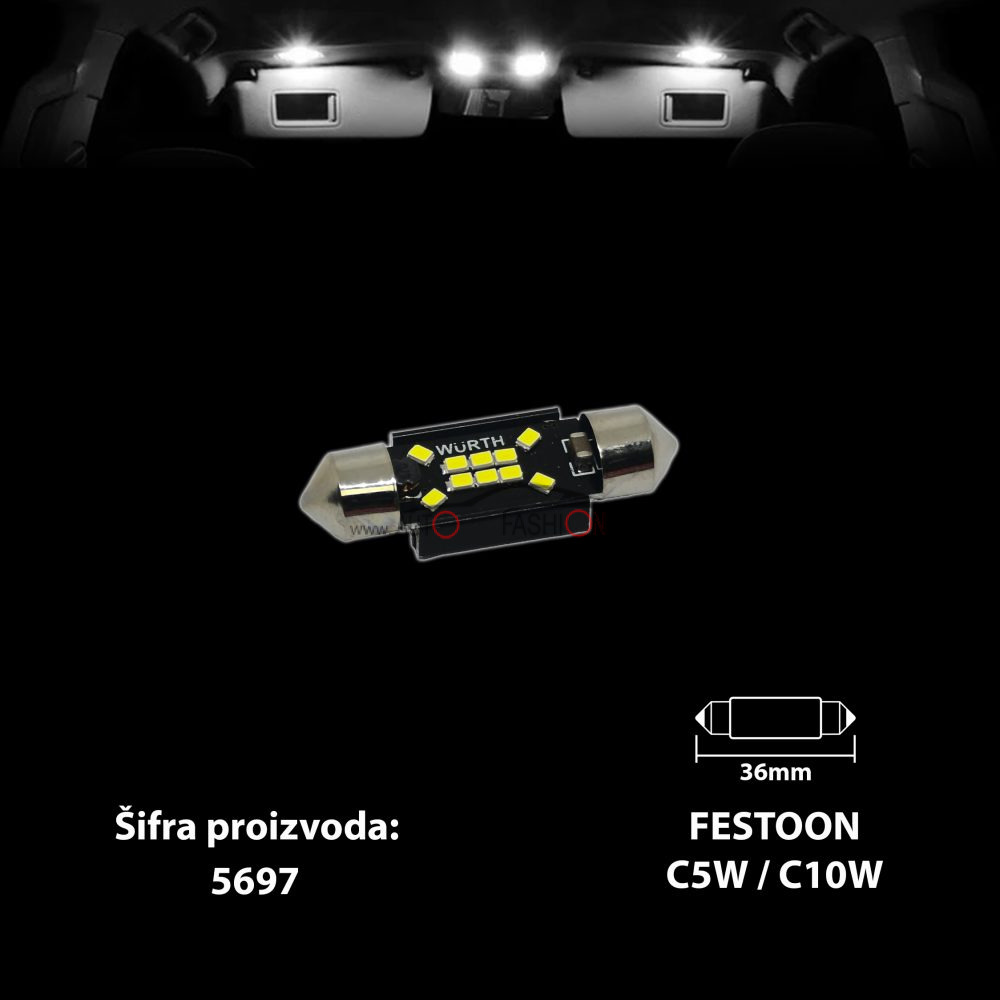 LED sijalica Festoon C10W C5W 36mm CANBUS 10 smd PAR