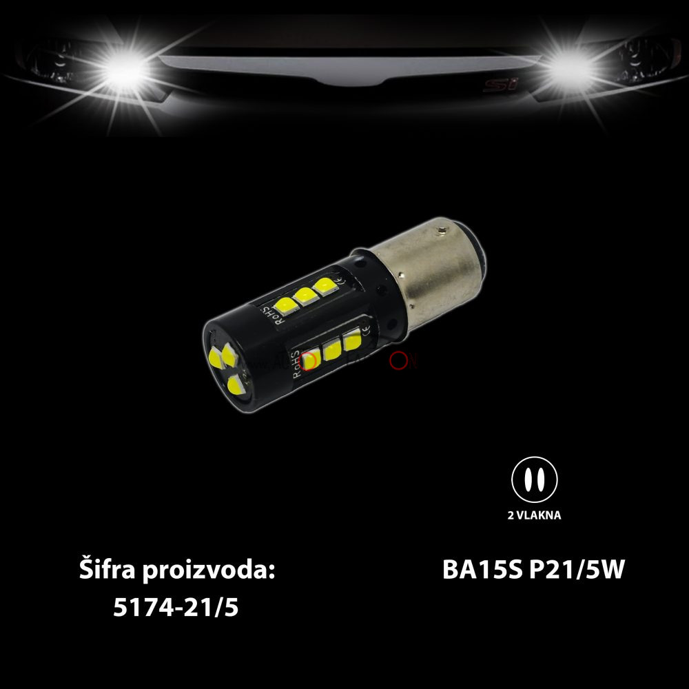 LED sijalica BA15S P21/5W CANBUS 15smd PREMIUM komad