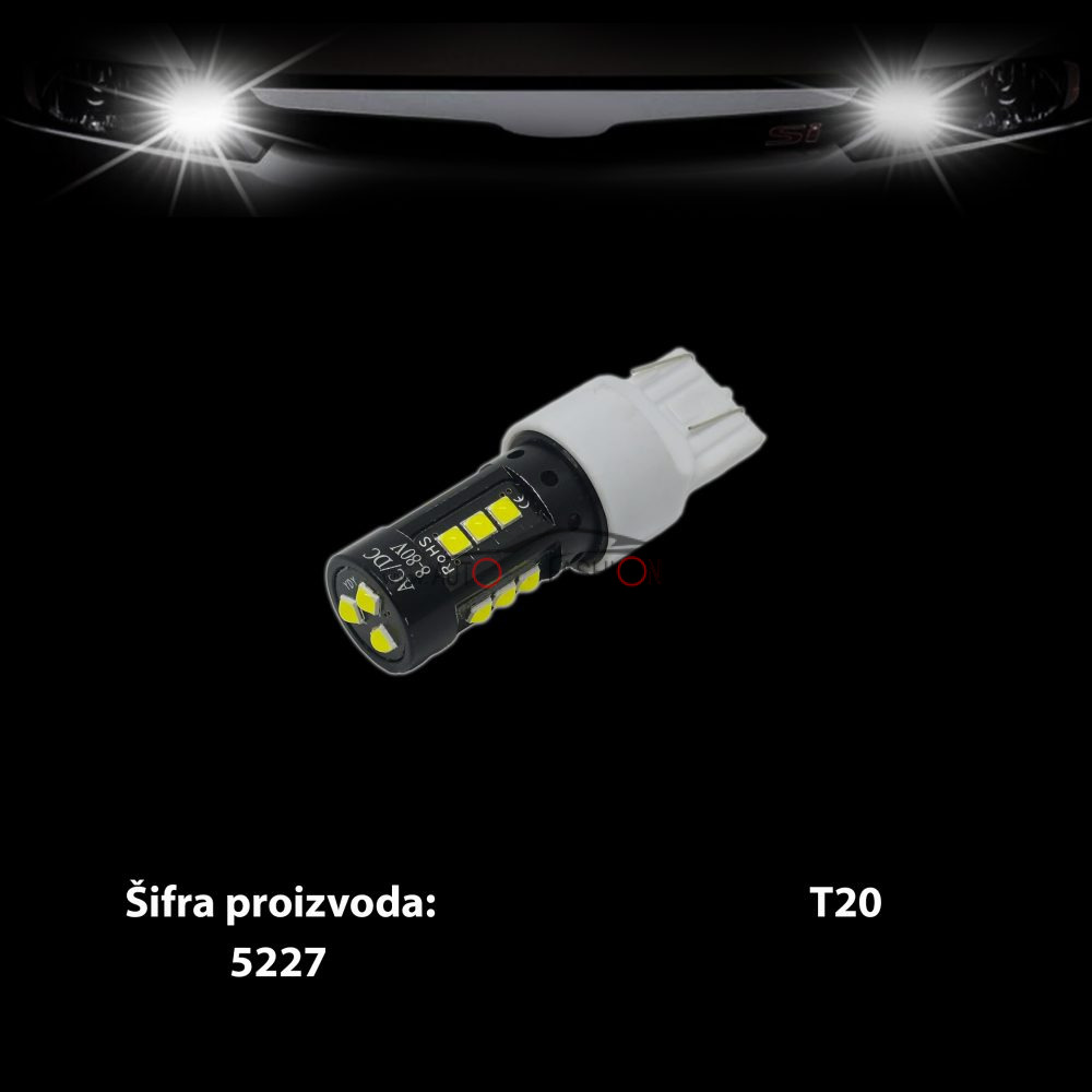 LED sijalica T20 W21/5W CANBUS 15 smd KOMAD