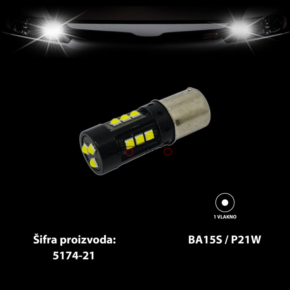 LED sijalica BA15S P21W CANBUS 15smd PREMIUM komad