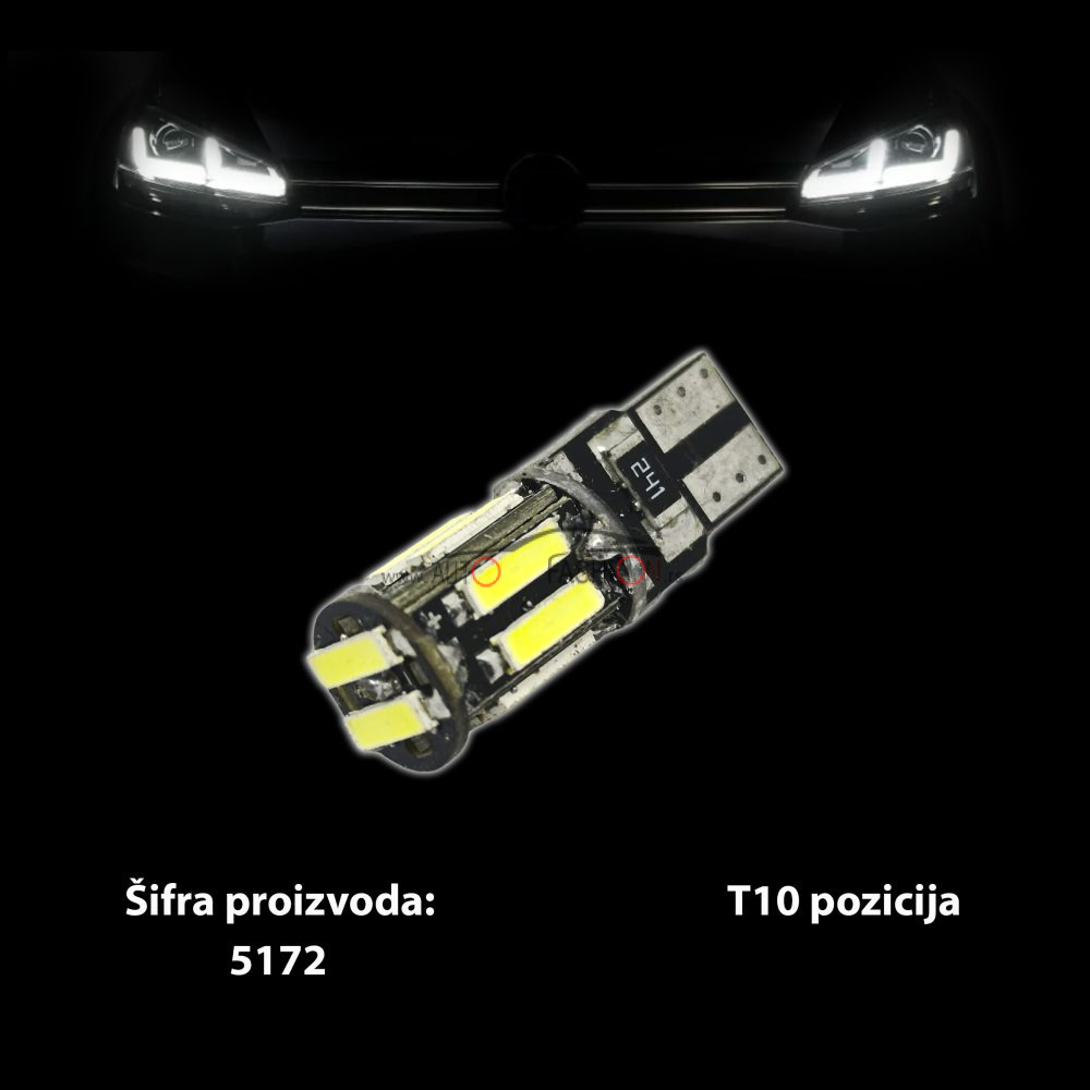 LED sijalica T10 W5W 10 LED PAR